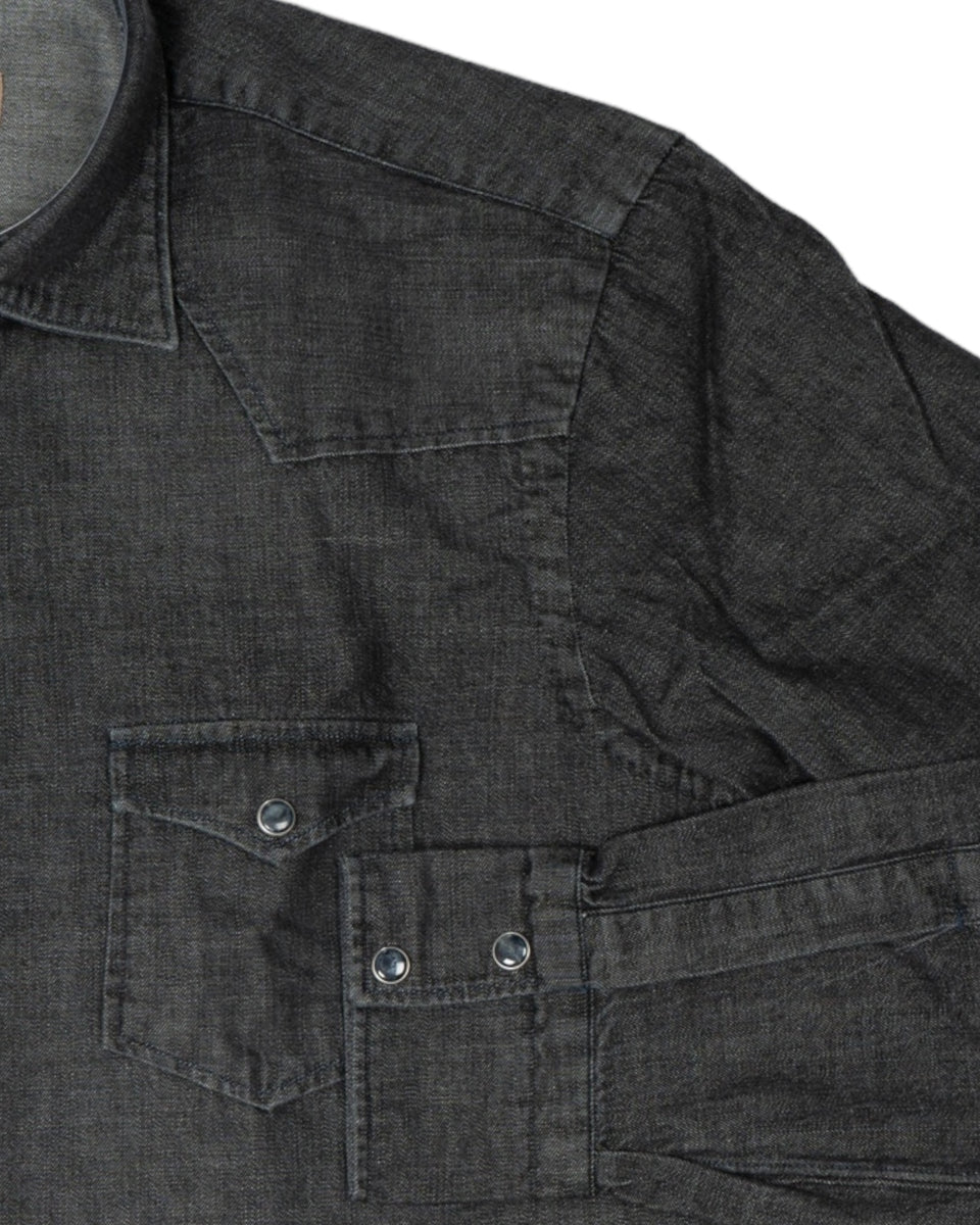 Barba Napoli - Washed Black Tailored Western Denim Shirt 40 – Vangelis
